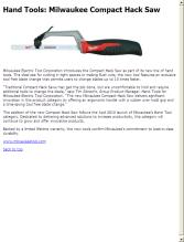 Hand Tools: Milwaukee Compact Hack Saw - Contractor Supply Magazine