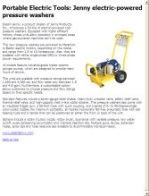 Portable Electric Tools: Jenny electric-powered pressure washers ...