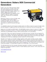 Generators: Subaru SGX Commercial Generators - Contractor Supply Magazine