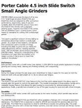 Porter-Cable 4-½" Slide Switch Small Angle Grinders - Contractor Supply ...