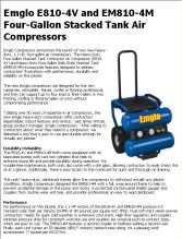Emglo E810-4V and EM810-4M Four-Gallon Stacked Tank Air Compressors ...