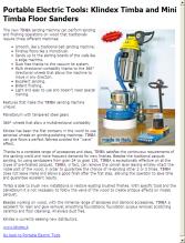 Portable Electric Tools: Klindex Timba and Mini Timba Floor Sanders ...