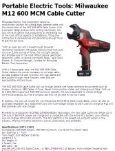 Portable Electric Tools: Milwaukee M12 600 MCM Cable Cutter ...