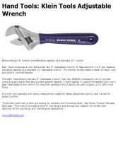 Hand Tools: Klein Tools Adjustable Wrench - Contractor Supply Magazine
