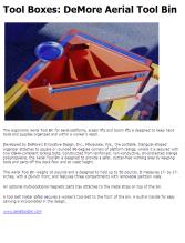 Tool Boxes: DeMore Aerial Tool Bin - Contractor Supply Magazine