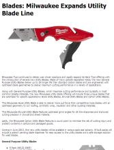Blades: Milwaukee Expands Utility Blade Line - Contractor Supply Magazine