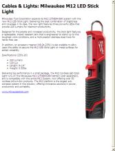 Cables & Lights: Milwaukee M12 LED Stick Light - Contractor Supply Magazine