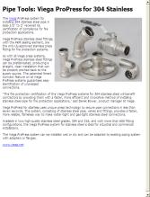Pipe Tools: Viega ProPress for 304 Stainless - Contractor Supply Magazine