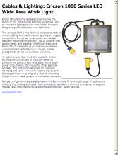 Cables & Lighting: Ericson 1000 Series LED Wide Area Work Light ...