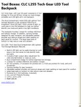 Tool Boxes: CLC L255 Tech Gear LED Tool Backpack - Contractor Supply ...