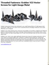 Threaded Fasteners: Grabber V23 Vector Screws for Light-Gauge Metal ...