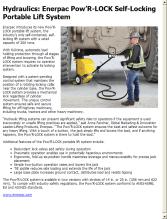Hydraulics: Enerpac Pow'R-LOCK Self-Locking Portable Lift System ...
