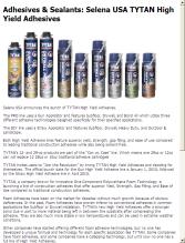 Adhesives & Sealants: Selena USA TYTAN High Yield Adhesives ...