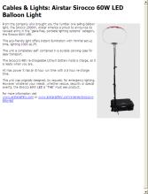 Cables & Lights: Airstar Sirocco 60W LED Balloon Light - Contractor ...