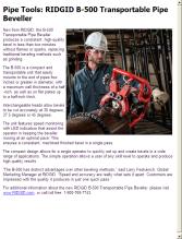 Pipe Tools: RIDGID B-500 Transportable Pipe Beveller - Contractor ...