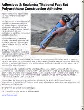 Adhesives & Sealants: Titebond Fast Set Polyurethane Construction ...