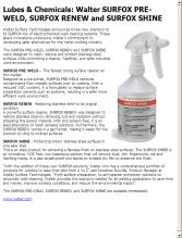 Lubes & Chemicals: Walter SURFOX PRE-WELD, SURFOX RENEW and SURFOX ...