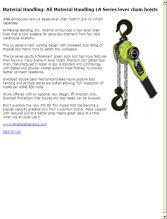 Material Handling: All Material Handling LA Series lever chain hoists ...